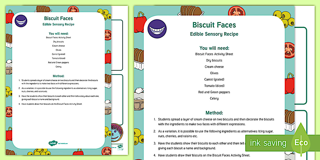 SA Biscuit Faces Edible Sensory Recipe (teacher made)