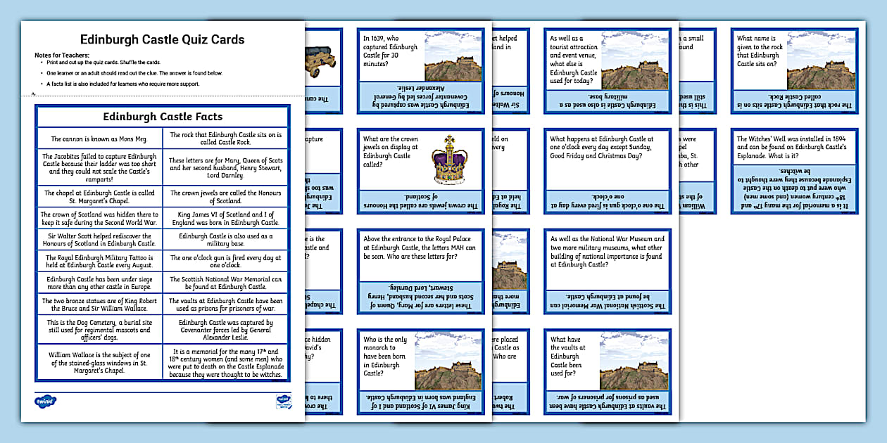 Edinburgh Castle Quiz Cards (teacher made) - Twinkl