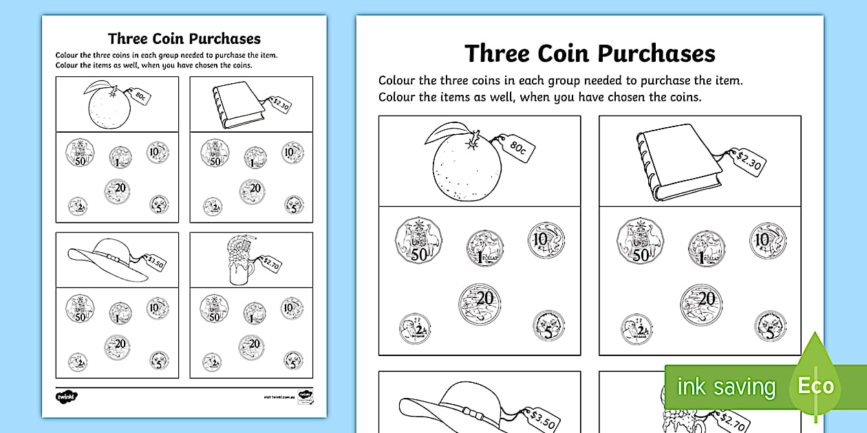 SA Three Coin Purchases Activity (teacher made) - Twinkl