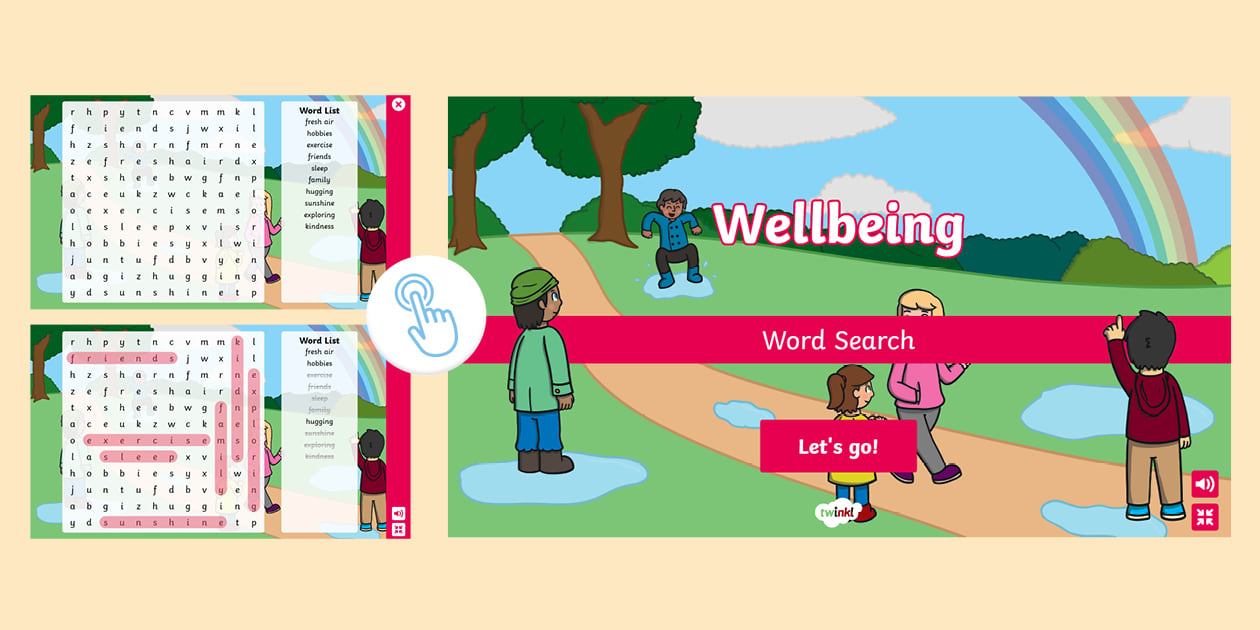 Wellbeing Interactive Word Search - Twinkl