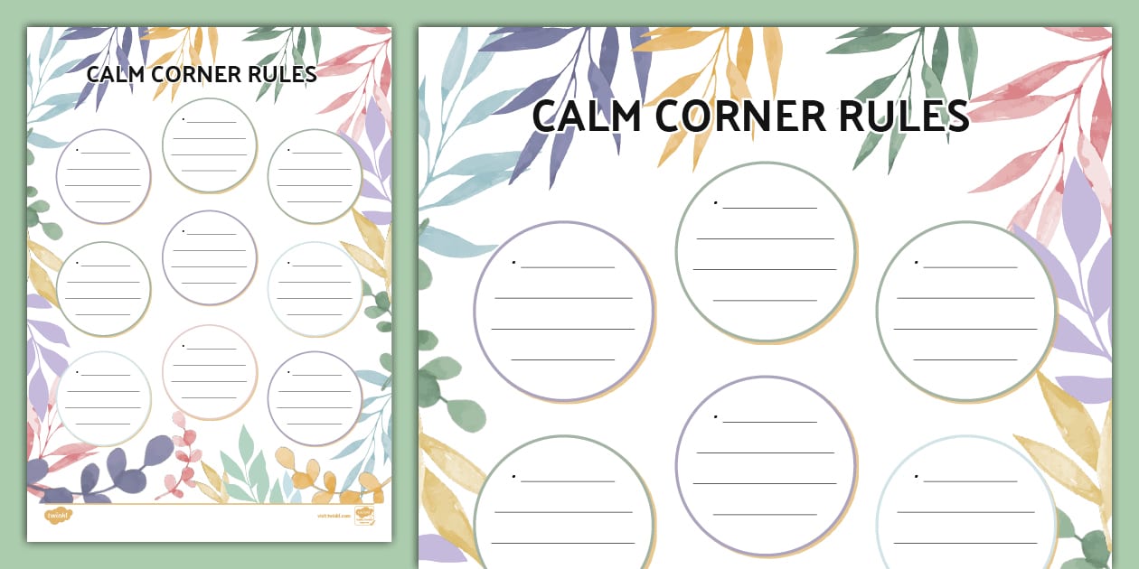 Colourful Botanical Themed Calm Corner Rules Writing Frame