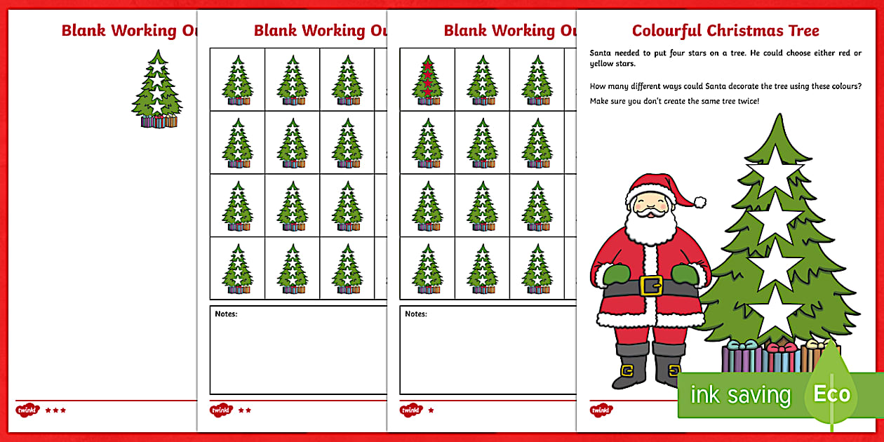 Middle Ability Christmas Tree Combinations Investigation Activity