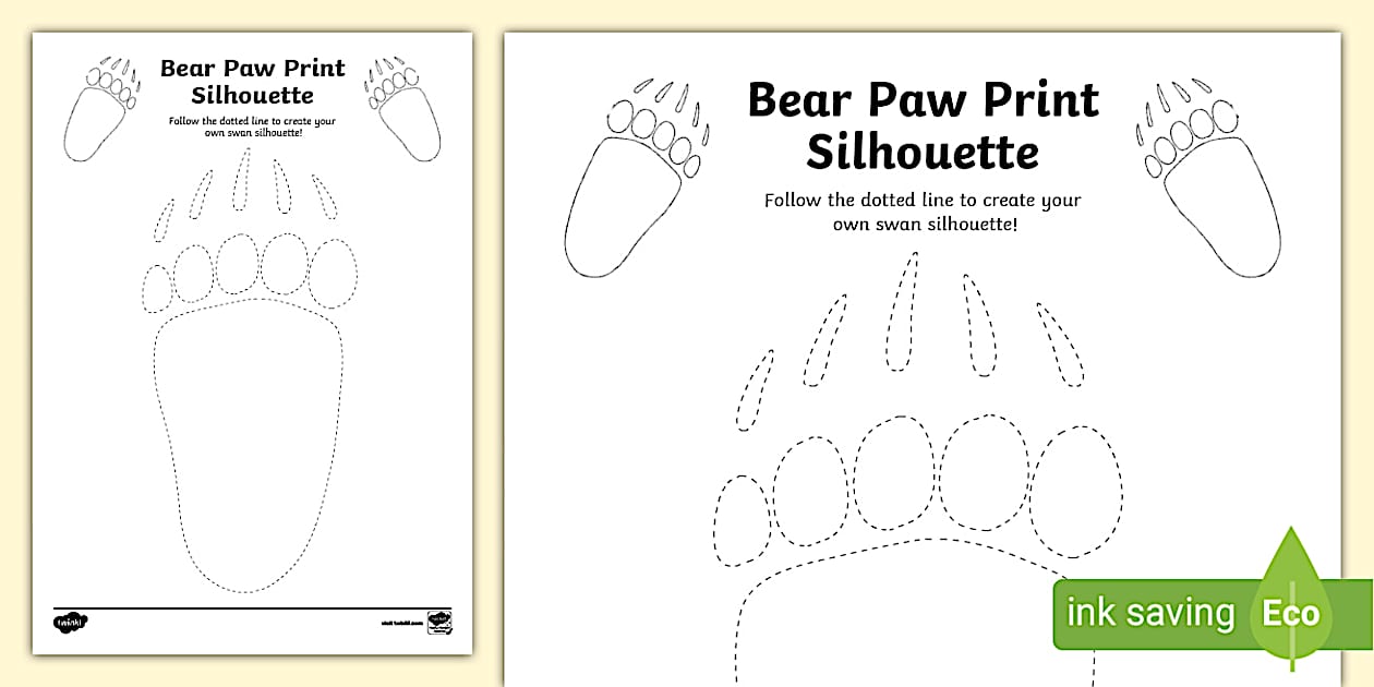Bear Paw Print Silhouette Drawing Activity (teacher made)