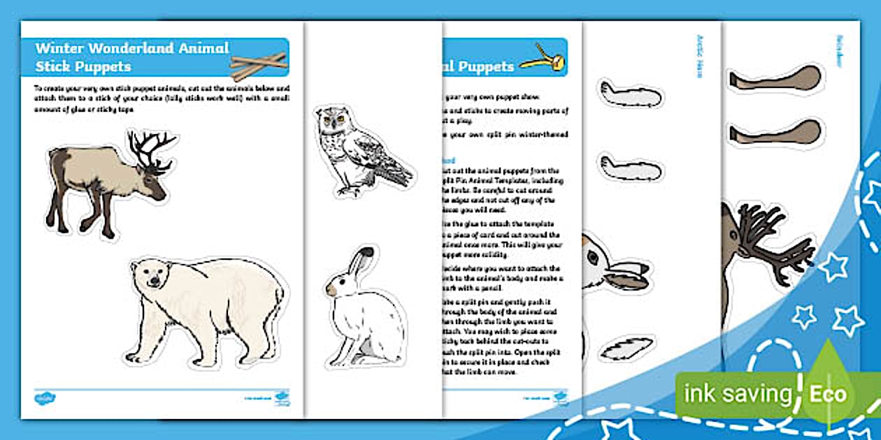 Winter Wonderland Animal Puppets (teacher made) - Twinkl