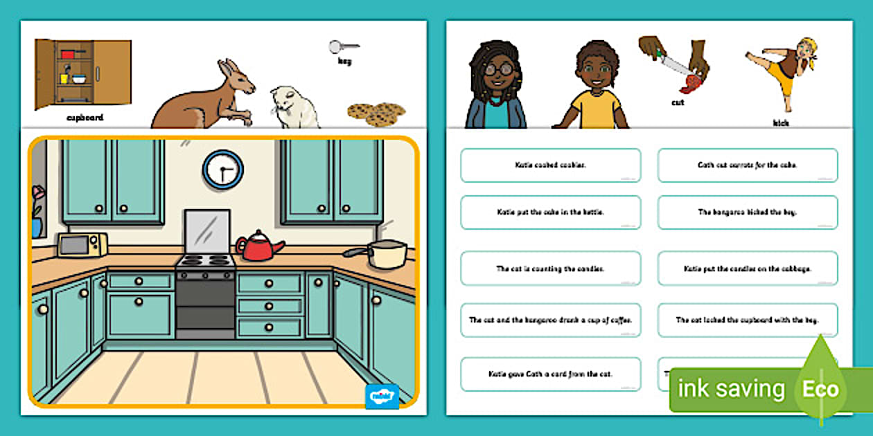 Silly C/K Sentences Cut and Stick Pictures (Teacher-Made)