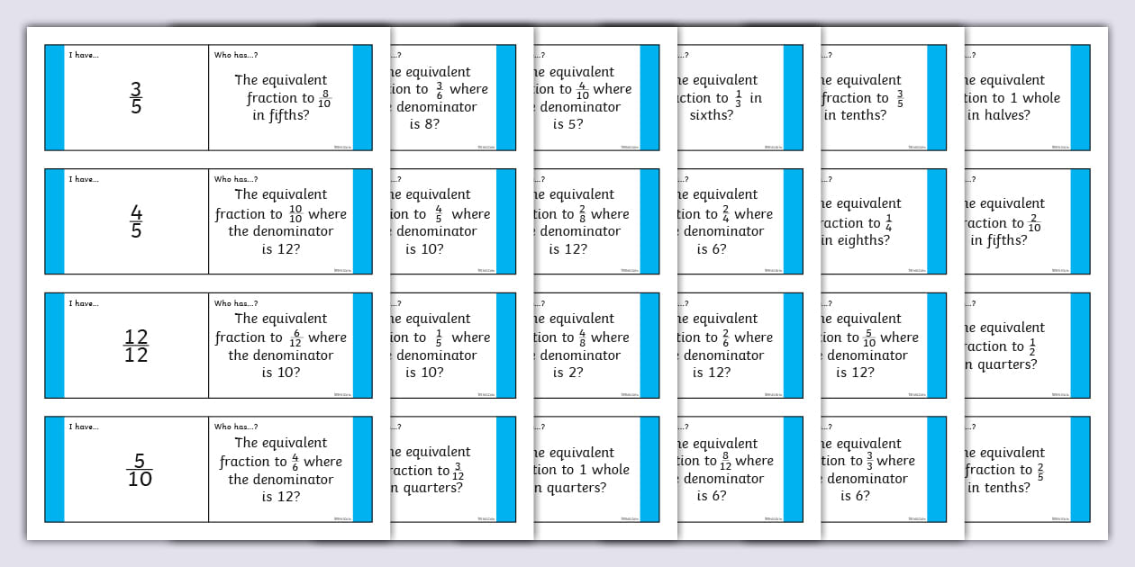 Black and White Equivalent Fraction Loop Cards - Twinkl