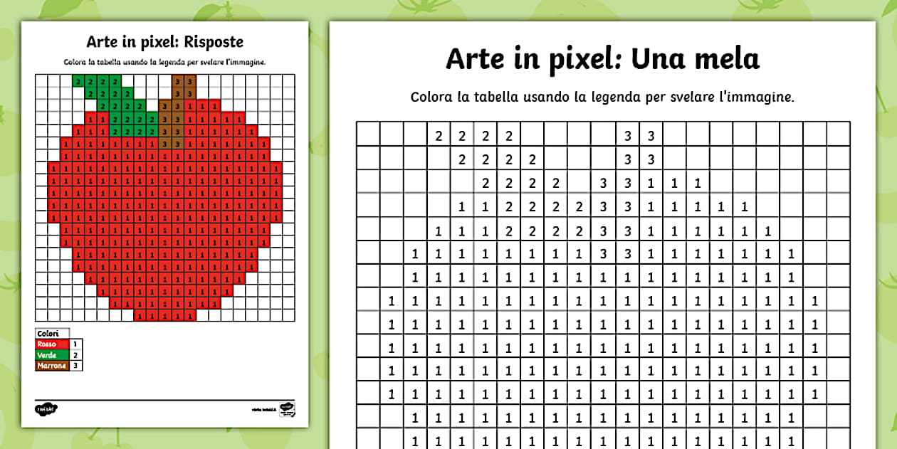 Arte in pixel: Una mela - Twinkl Mathematics (teacher made)