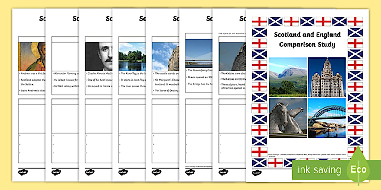 Scotland and England Comparison Research Booklet - Twinkl