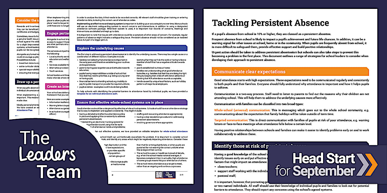 Tackling Persistent Absence (teacher made) - Twinkl