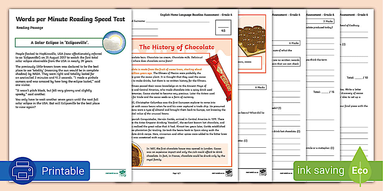 English Baseline Assessment Grade 6 - Twinkl South Africa