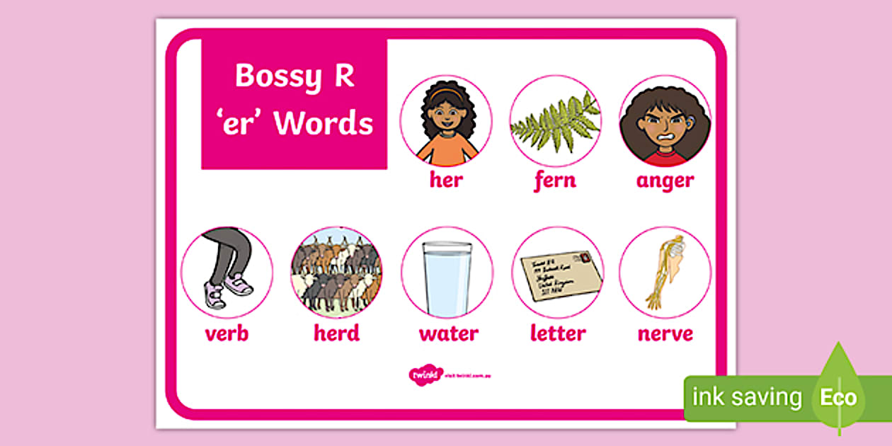 Bossy R - 'er' Words Display Poster (teacher made) - Twinkl