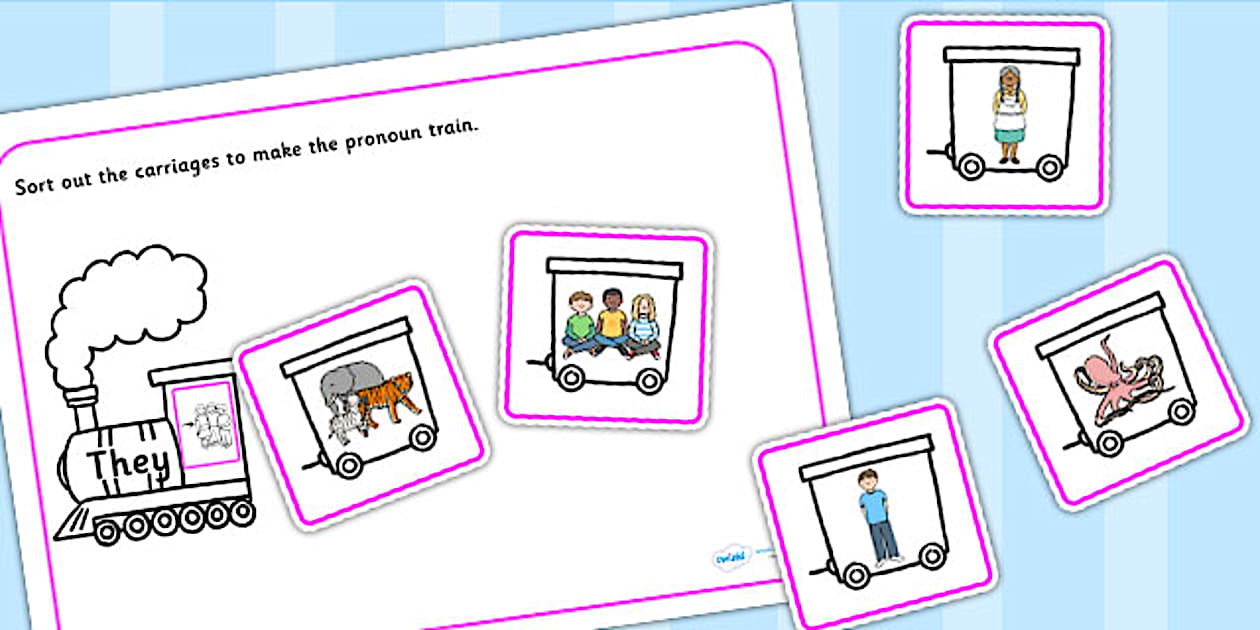 Add Noun To The Pronoun Train Sorting Activity - Twinkl