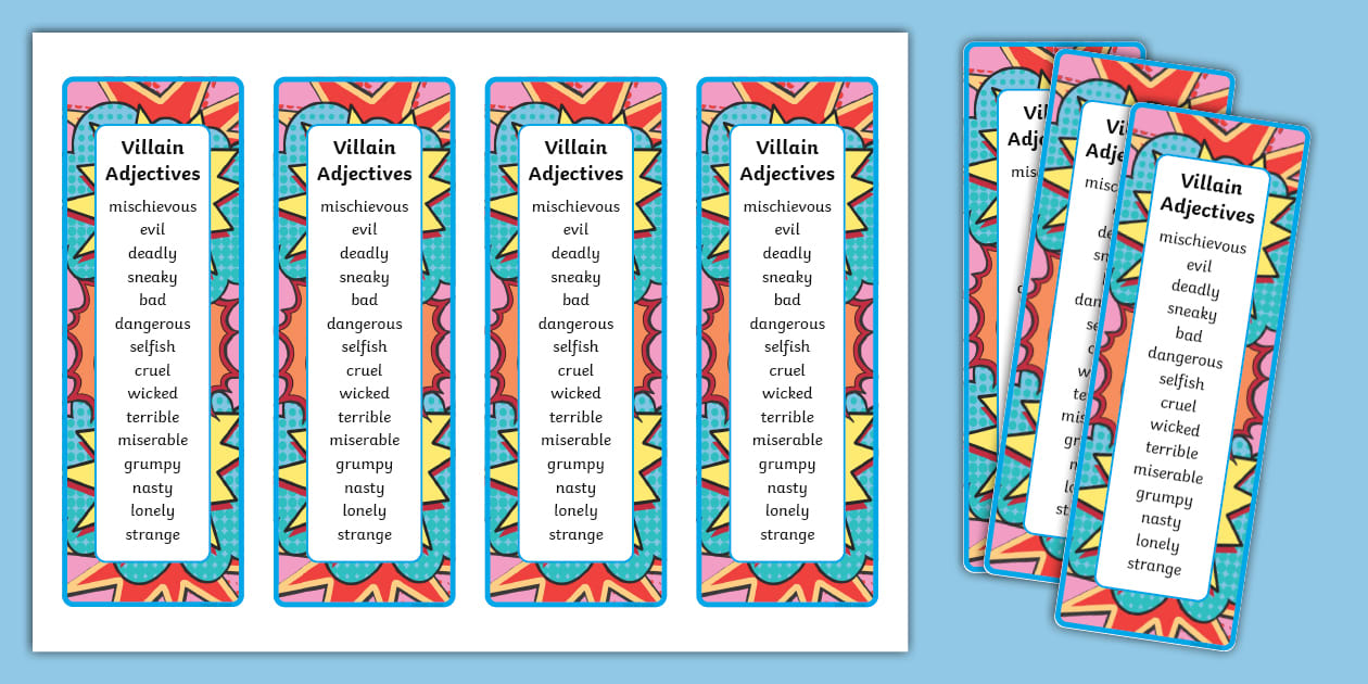 Villain Adjectives Bookmark