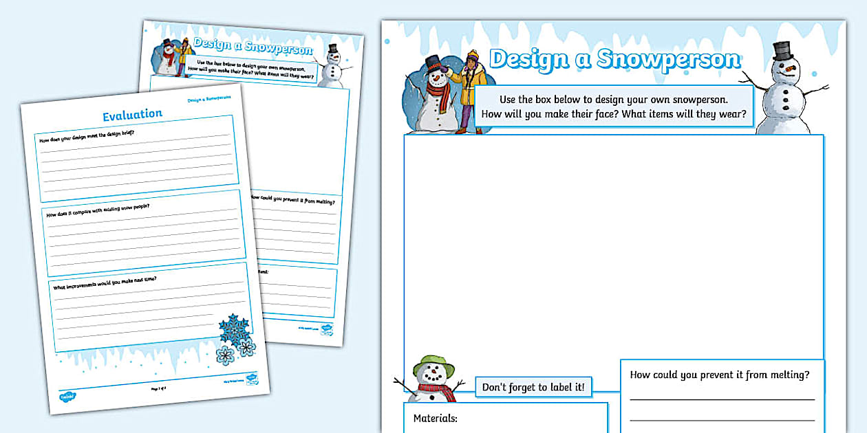 Design a Snowperson Worksheet (teacher made) - Twinkl