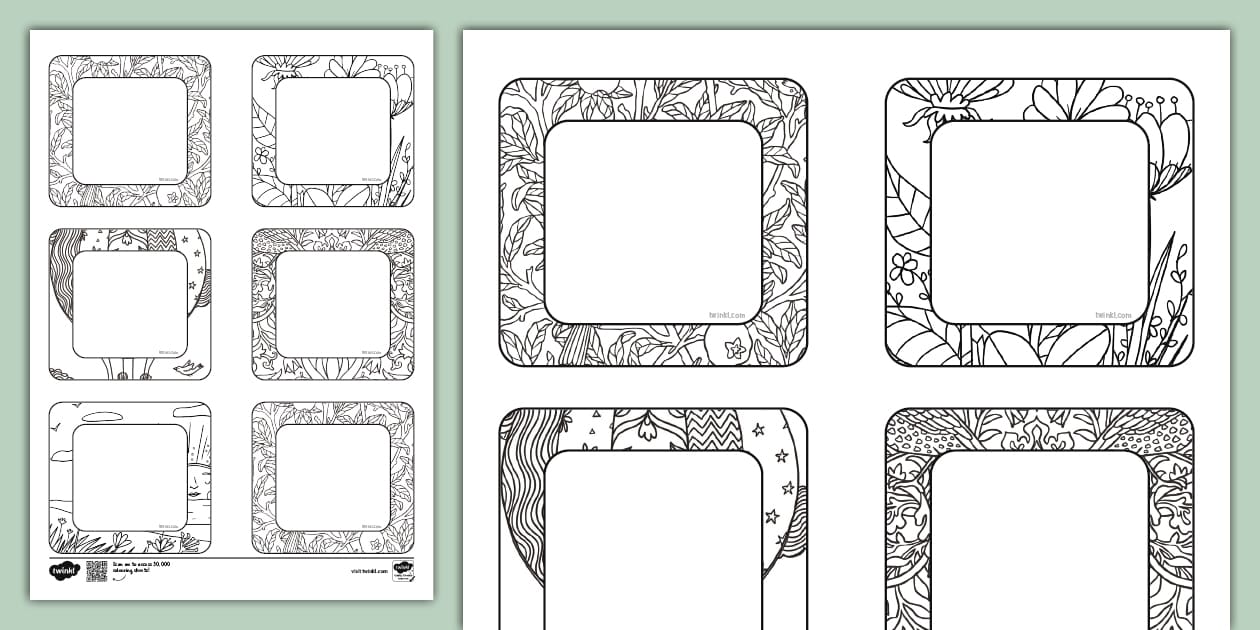 👉 Mindfulness Colouring Square Peg Labels - Coloured Editable Gratnells ...