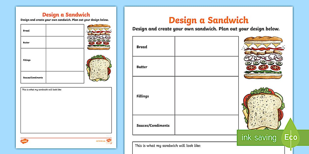 Editable Design a Sandwich Planning Worksheet (teacher made)