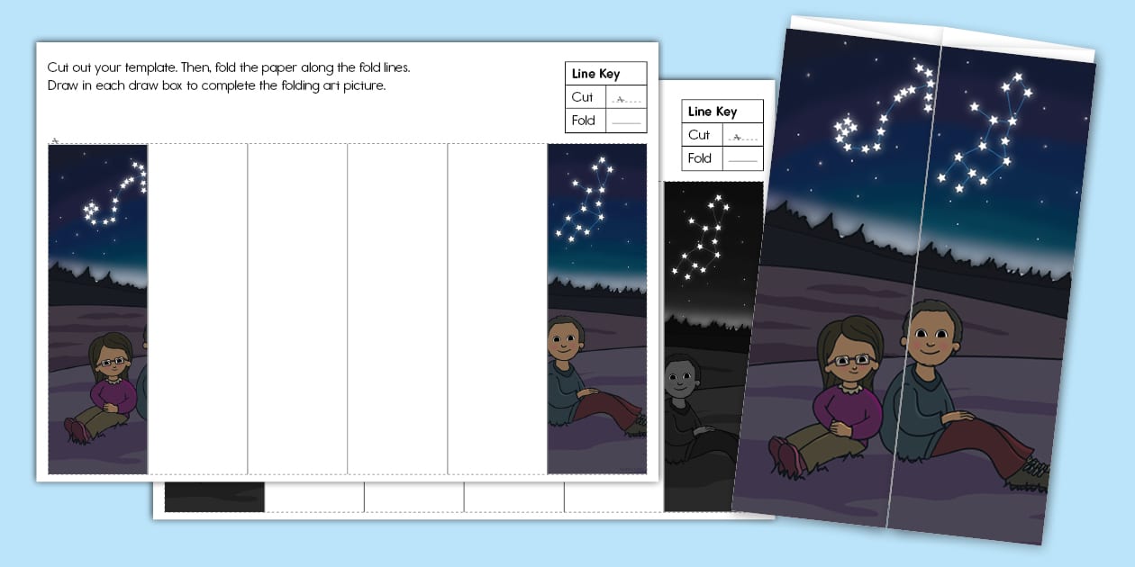 Constellations Folding Art Template (Teacher-Made) - Twinkl