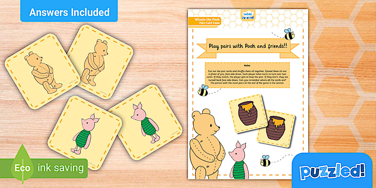 Winnie-the-Pooh Characters Pairs Card Game | Twinkl Puzzled
