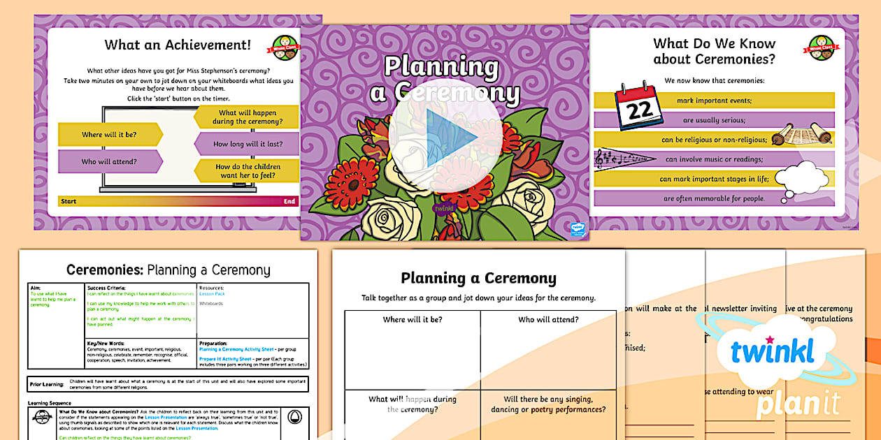 RE: Ceremonies: Planning a Ceremony Year 2 Lesson 6 - Twinkl
