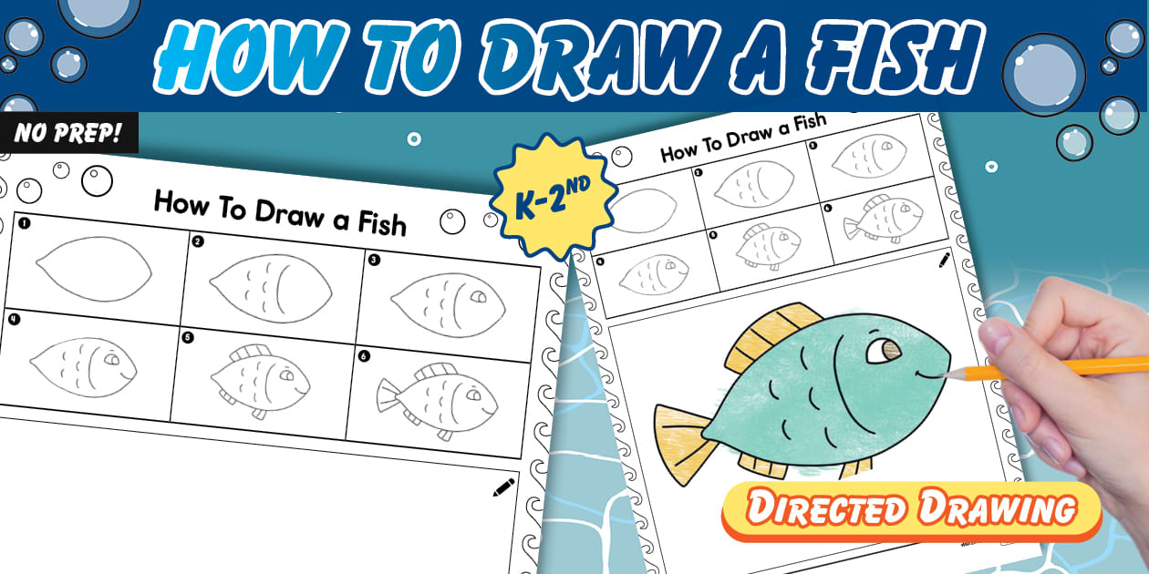 How To Draw a Fish Worksheet (teacher made) - Twinkl