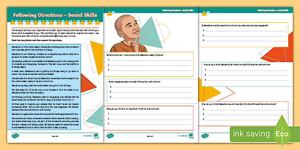 Following Directions - Social Skills | Inclusion Resources