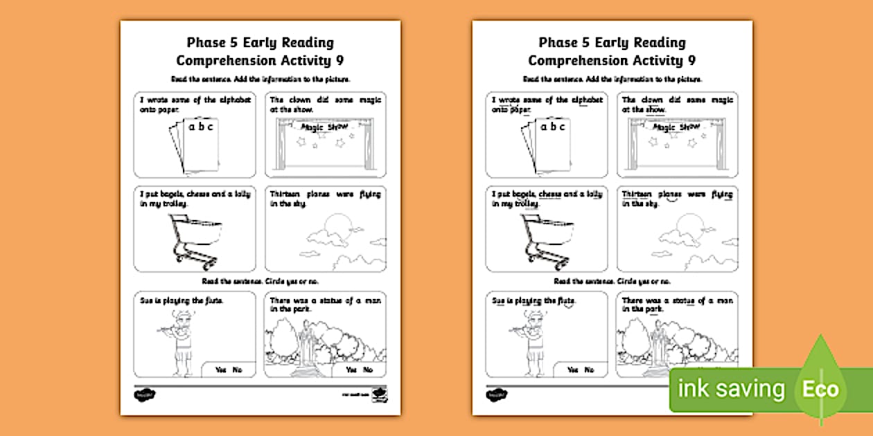Phase 5 EYFS Reading Comprehension Activity 9 (teacher made)
