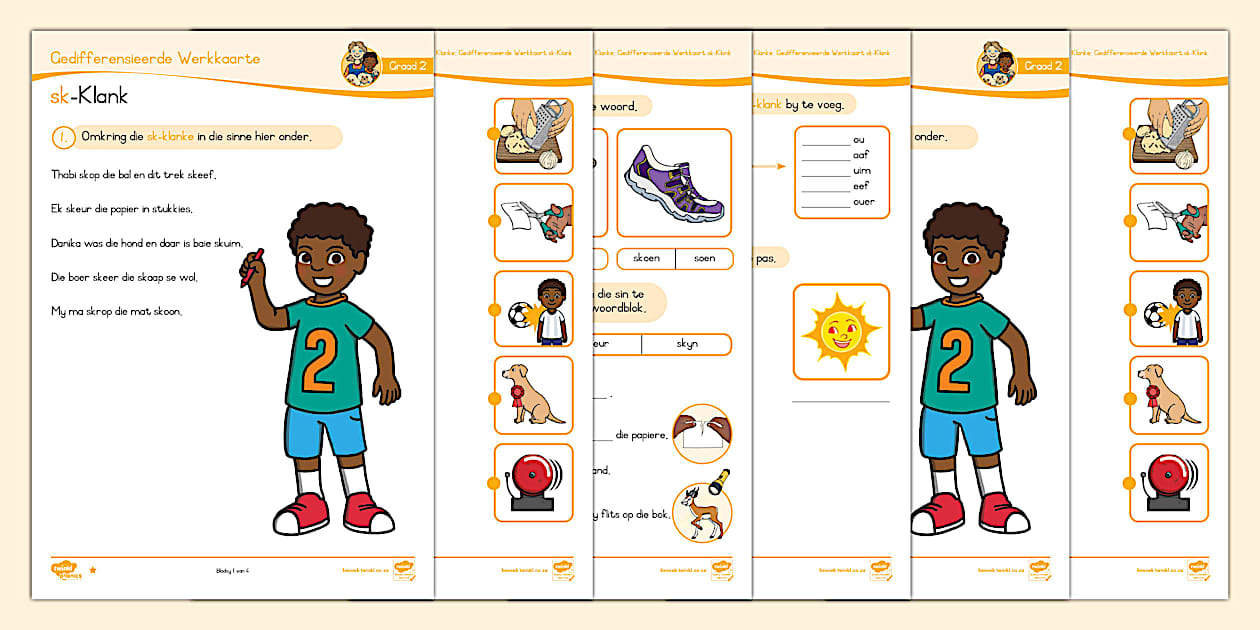 Graad 2 Gedifferensieerde Werkkaart sk-Klank - Twinkl