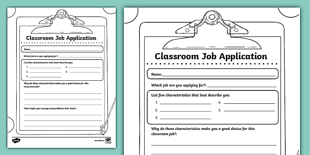 Classroom Job Application (teacher made) - Twinkl