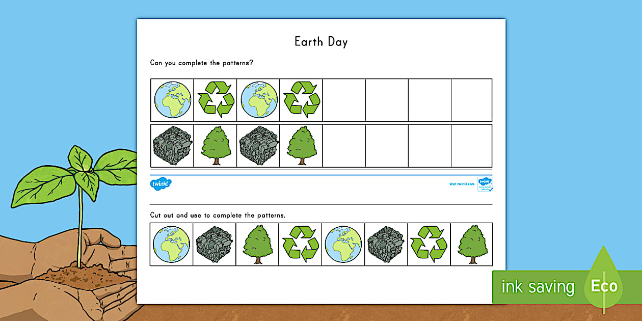 Editable Earth Day Complete the Pattern Worksheet - Twinkl