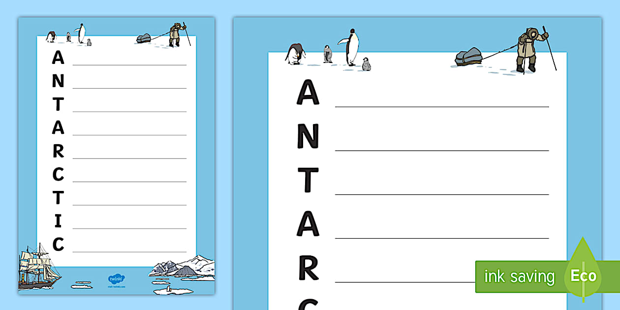Editable Antarctic Acrostic Poem Template - Twinkl