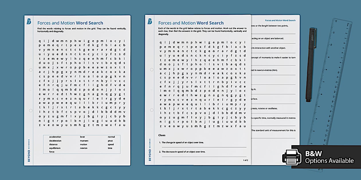 Forces and Motion Word Search | KS3 Science | Beyond