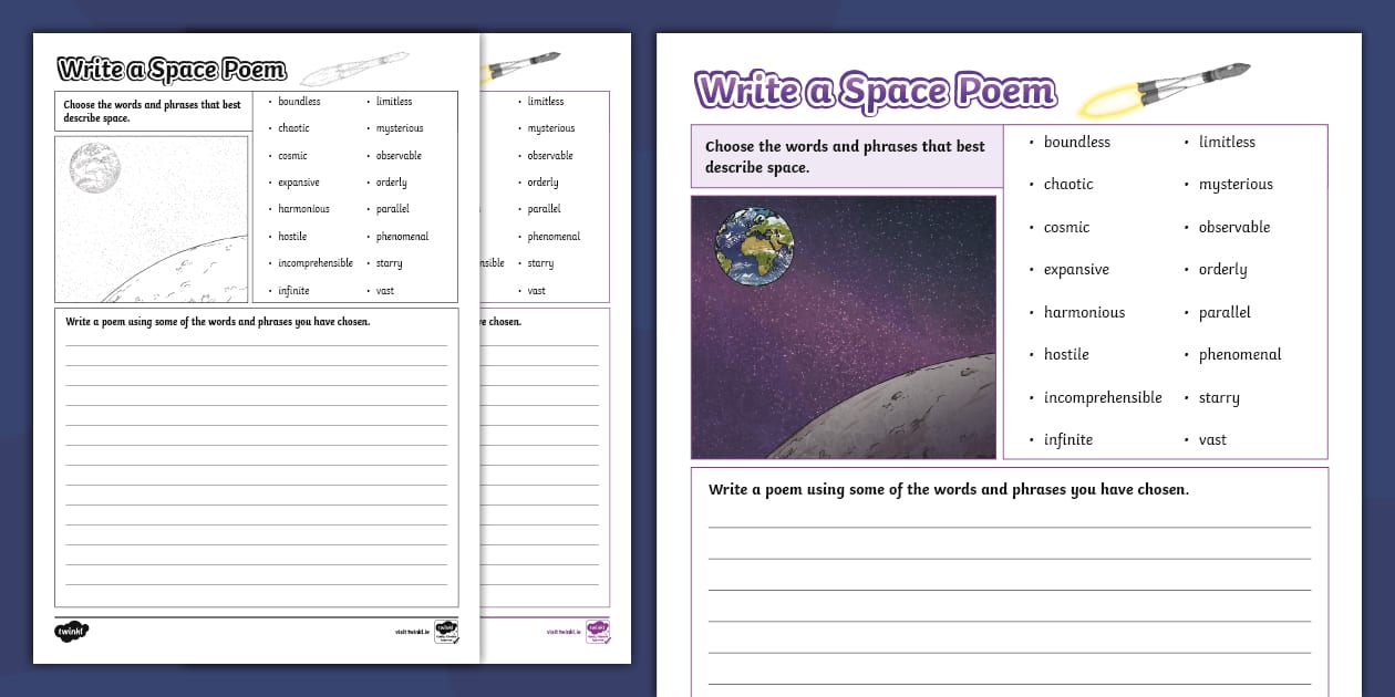 Space Poem Writing Template - Twinkl Writing (teacher made)