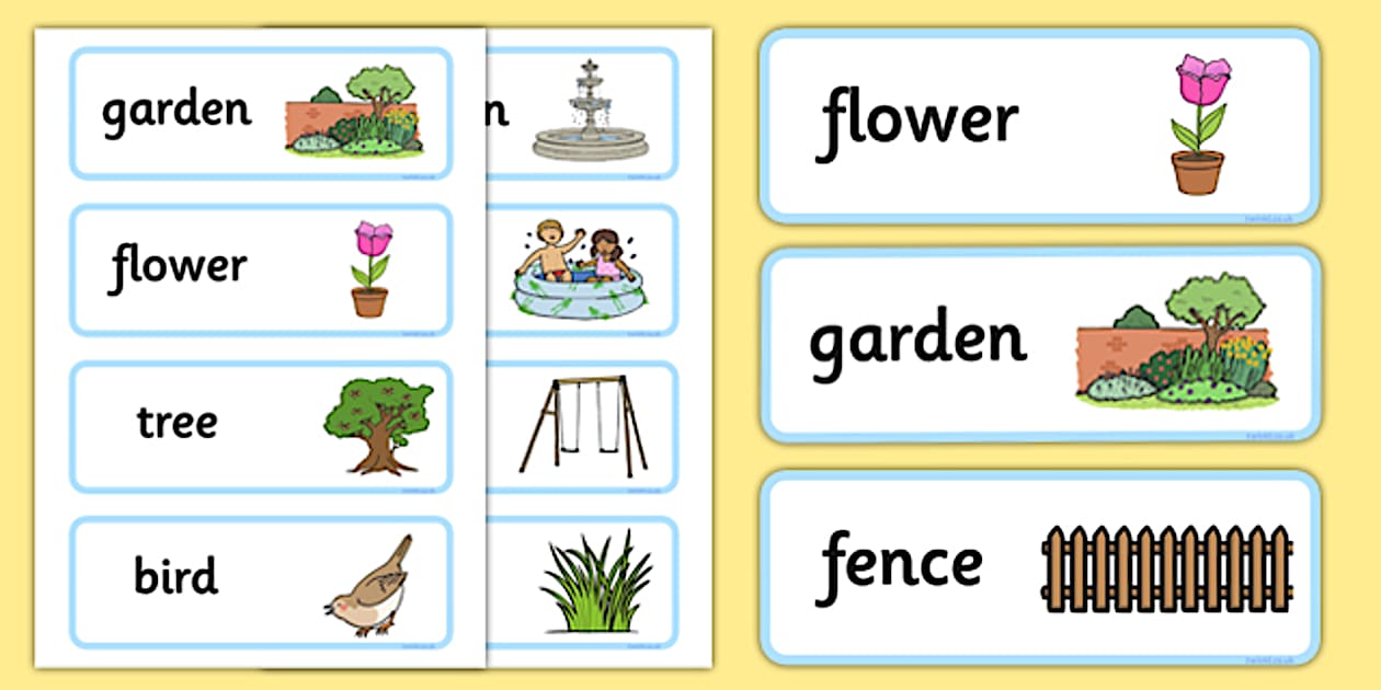 Cursive Garden Word Cards (teacher made) - Twinkl