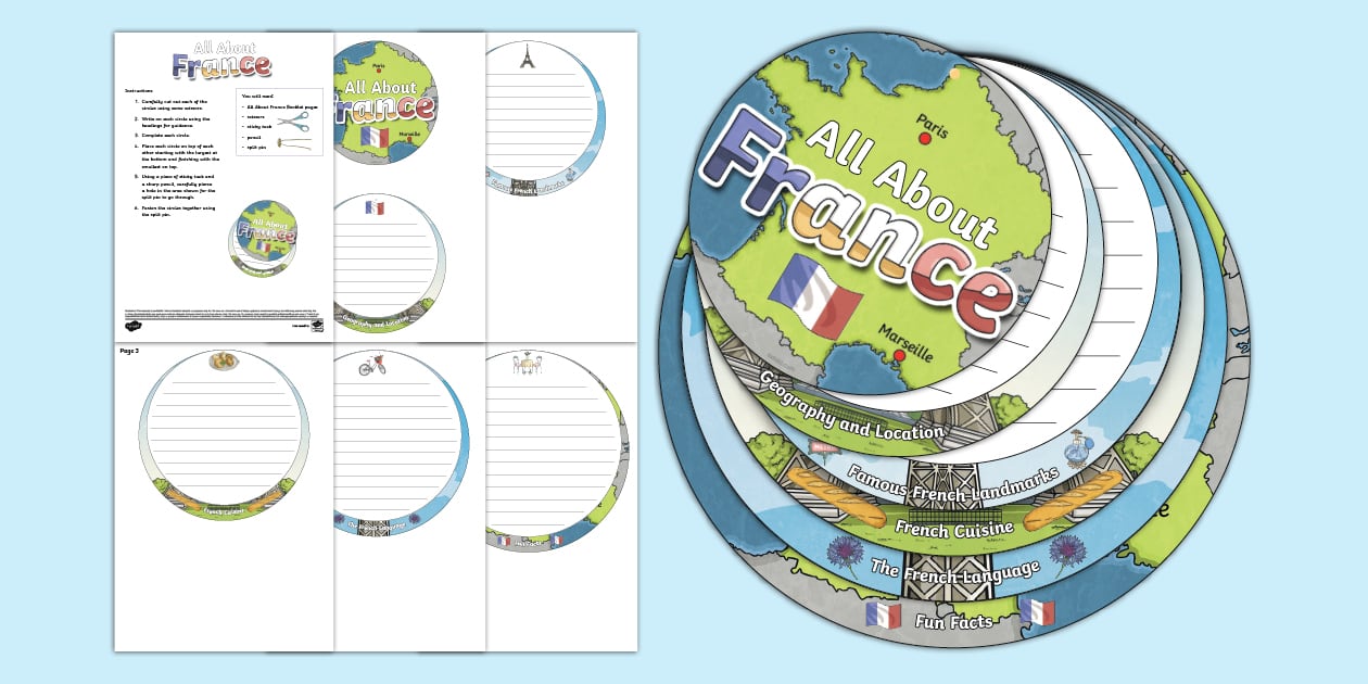 All About France Circles Booklet (professor feito) - Twinkl