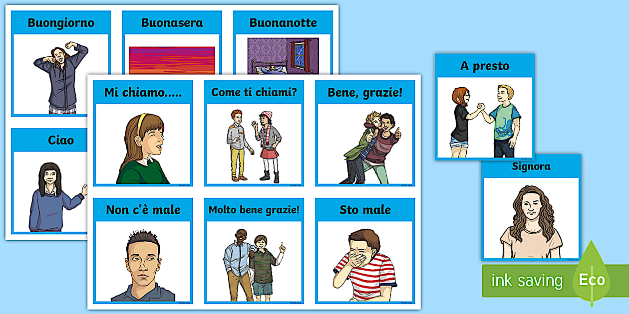 Basic Italian Greetings | Italian Greetings Cards - Twinkl