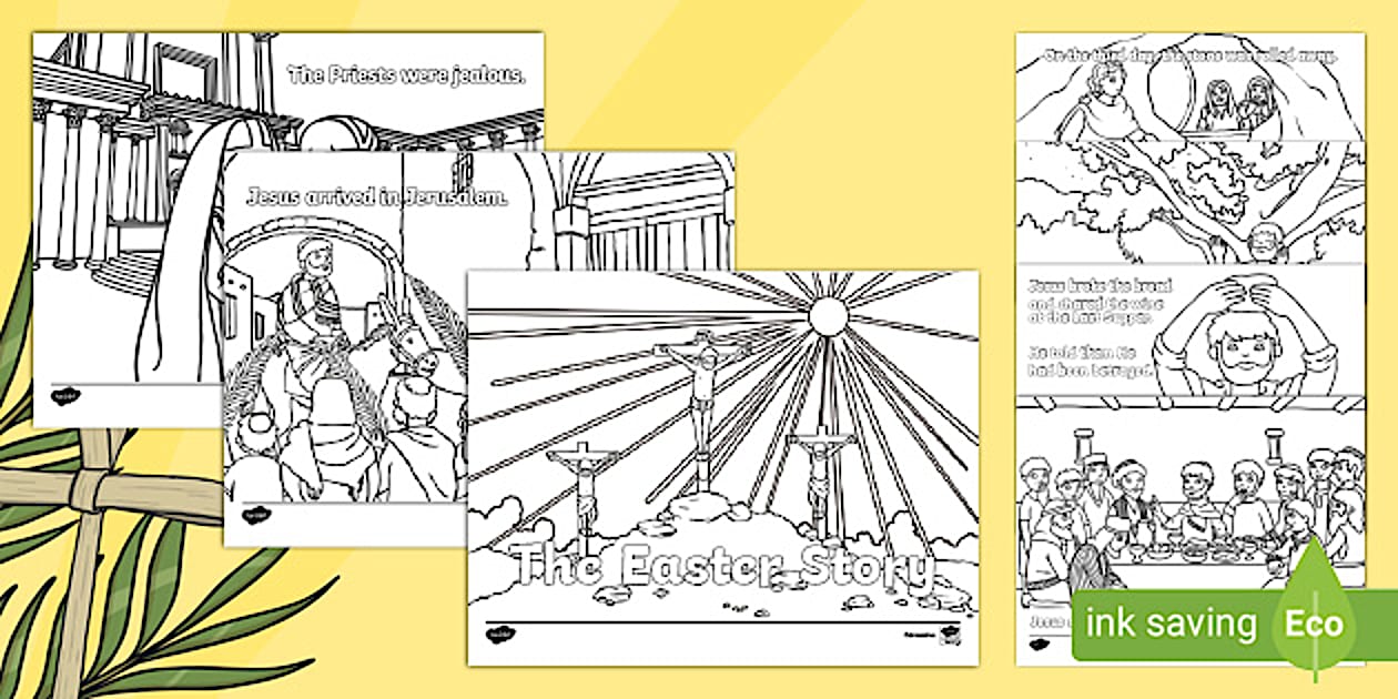 Editable Easter Story Colouring Pages (teacher made)