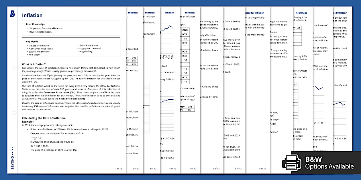 👉 Inflation Walkthrough Worksheet (teacher made) - Twinkl