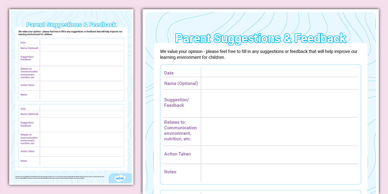 Parent Feedback & Suggestions (teacher made) - Twinkl