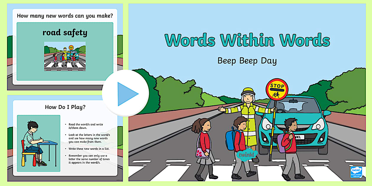 KS1 Words Within Words Beep Beep Day PowerPoint - Twinkl