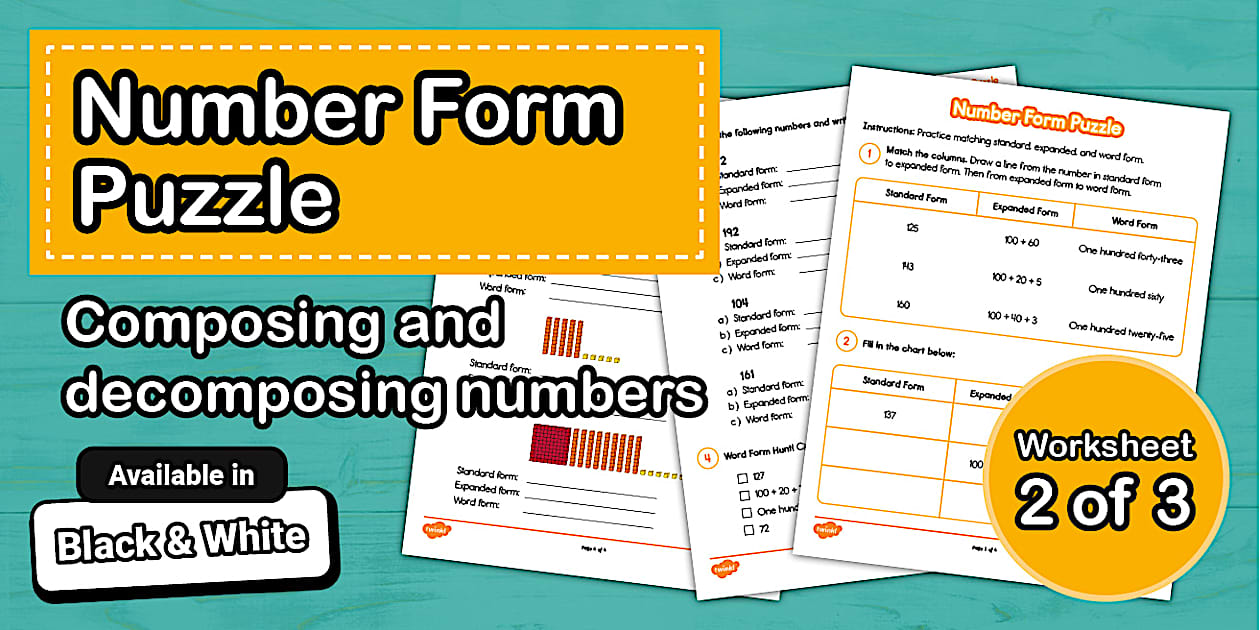Worksheet 3: Number Form Puzzle (teacher made) - Twinkl