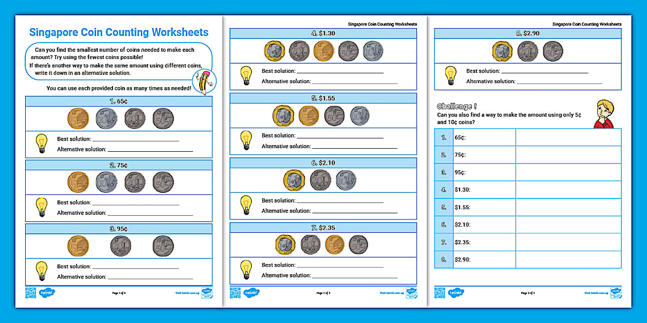 Singapore Money Coin Counting Worksheets (Lehrer gemacht)