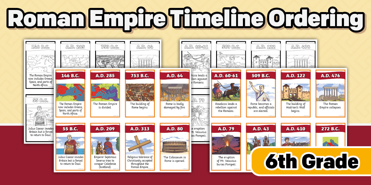 Sixth Grade The Roman Empire Timeline Ordering Activity