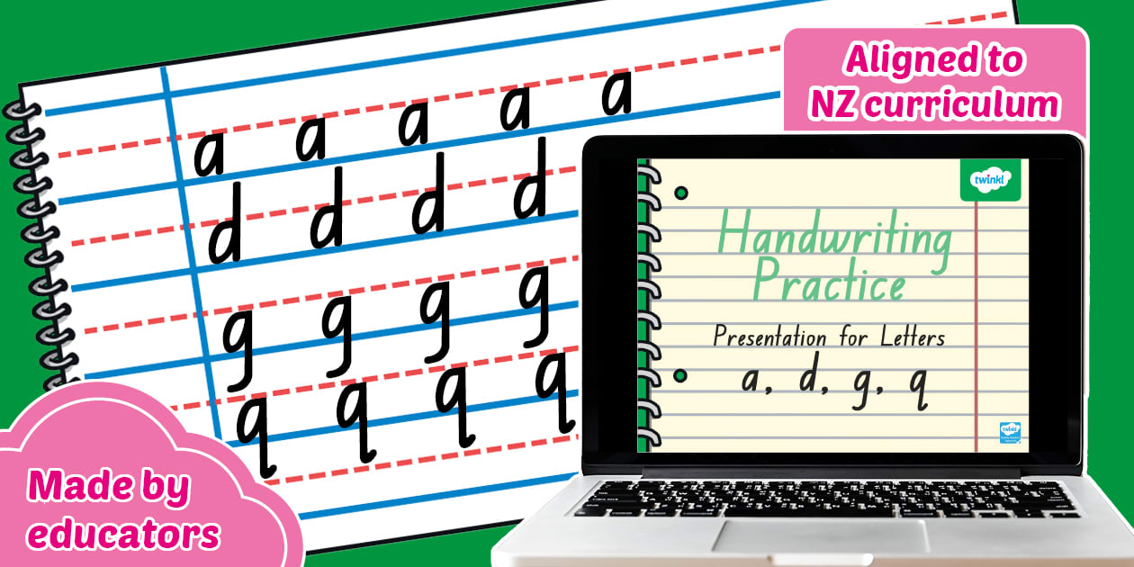 Handwriting Practice Presentation for Letters a, d, g, q
