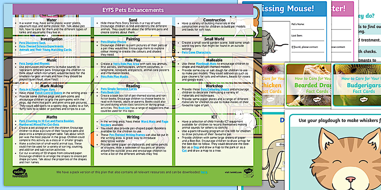 EYFS Pets Enhancement Ideas and Resources Pack - Twinkl