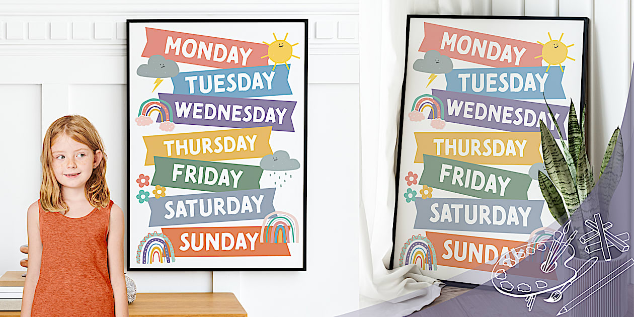 Days of the Week Muted Rainbow-Themed Poster (Teacher-Made)