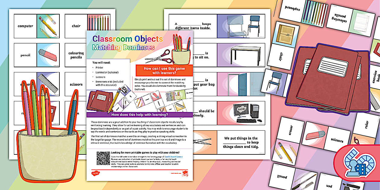 Classroom Objects Matching Dominoes Game for Learners of EAL