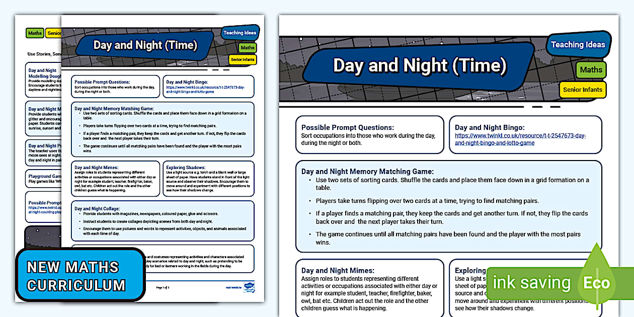 Day and Night Teaching Ideas (teacher made) - Twinkl
