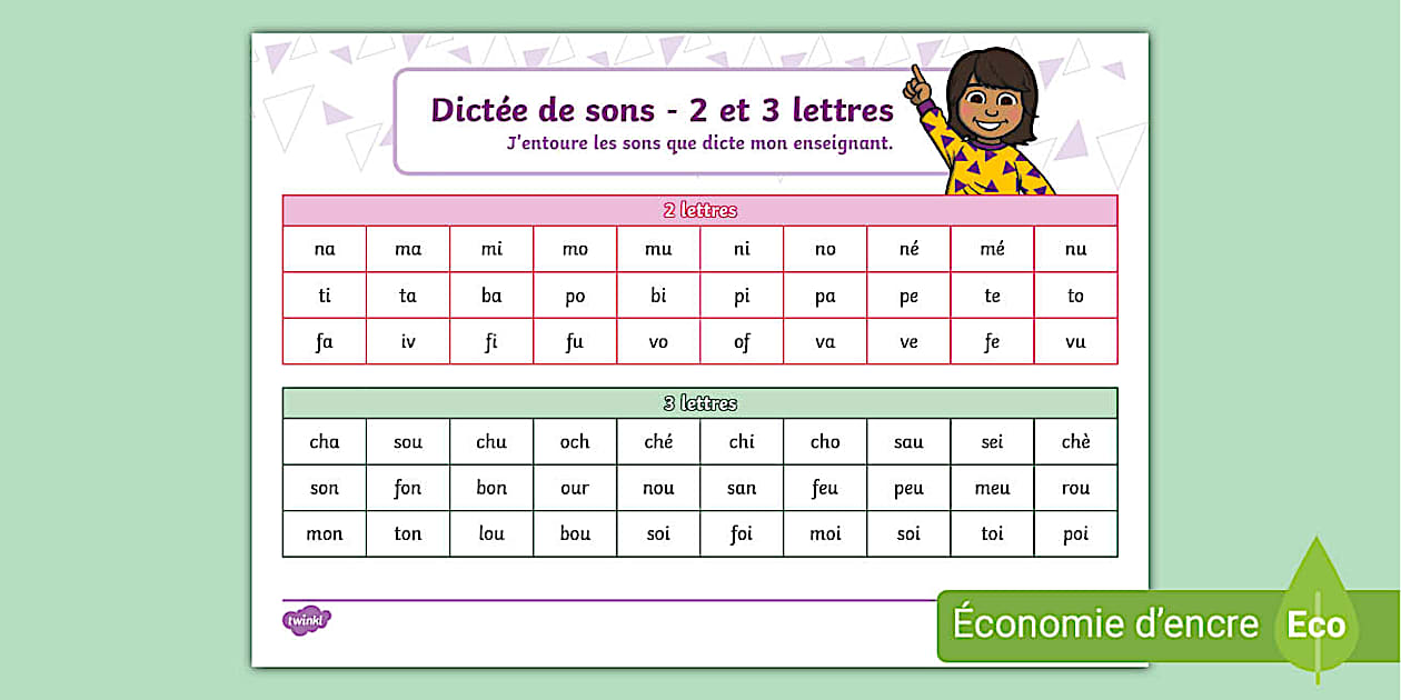 Dictée de sons - 2 et 3 lettres (teacher made) - Twinkl