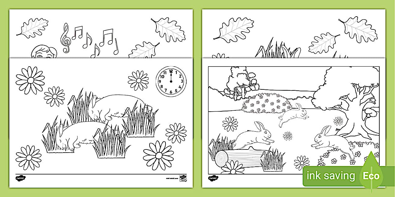 Sleeping Bunnies Colouring Sheets (teacher made) - Twinkl
