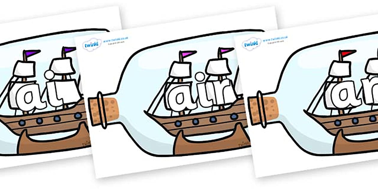 Cursive Phase 3 Phonemes on Ship in a Bottles (teacher made)